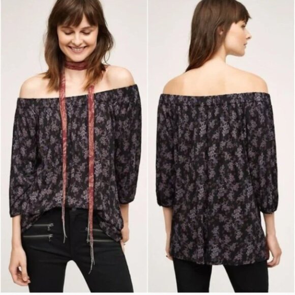 Deletta | Tops | New Deletta Caitha Top In Black Floral M | Poshmark
